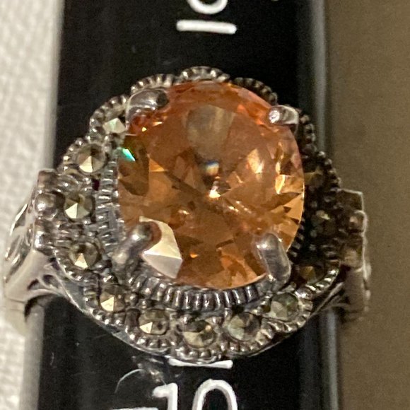 Unk | Jewelry | Stunning Orange Cz Gem In Cathedral Sterling Silver ...